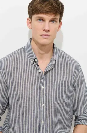 ALEX MILL Mill Stripe Chambray Button-down Shirt
