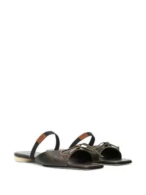 MAISON MARGIELA Square Bow Leather Sandals - Brown