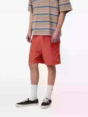 Carhartt Work In Progress Chase Embroidered Logo Swim Shorts - Red