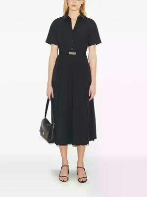 Tory Burch Pleated Poplin Short-sleeve Shirtdress - Black
