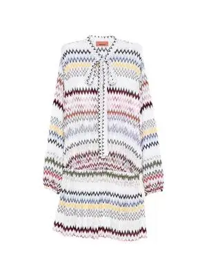 Missoni Zigzag-pattern Tie-neck Mini Dress