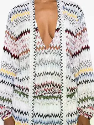 Missoni Zigzag-pattern Tie-neck Mini Dress