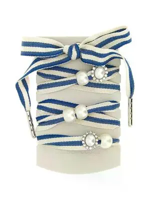GOLDEN GOOSE Pearl And Rhinestone Detail Shoelaces - Blue