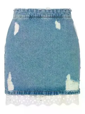 Moschino Lace-trim Denim Mini Skirt - Blue