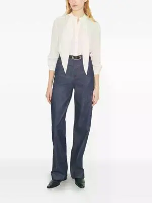 Tory Burch Georgette Bow Blouse - Neutrals