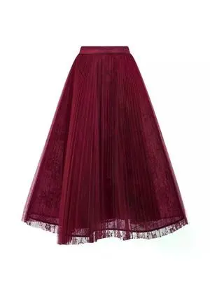 ARAFTU Pleated Lace A-line Skirt