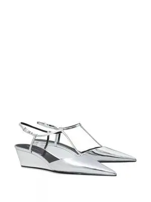 Tory Burch Gigi T-strap Wedge - Silver
