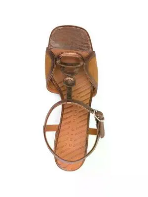 Chie Mihara Letiche T-strap Leather Sandals - Brown