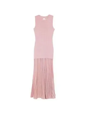 Pink Ribbed Maxi Dresses