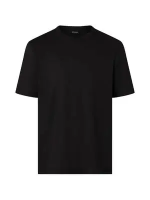 Zegna Piqué Cotton T-shirt - Black