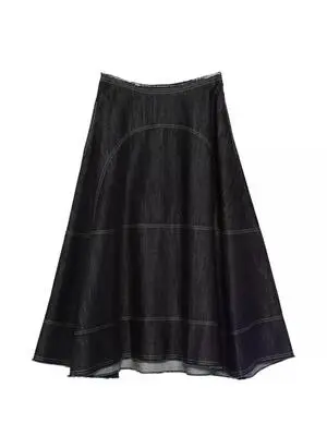 TELA Raw-edge Panelled Midi Skirt