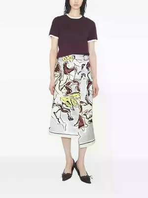 Tory Burch Printed Satin Wrap Skirt