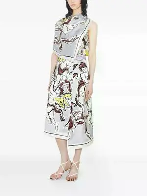 Tory Burch Printed Satin Wrap Skirt