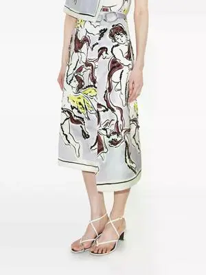 Tory Burch Printed Satin Wrap Skirt