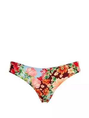 Agua Bendita Floral Print Reversible Bikini Bottom - Brown
