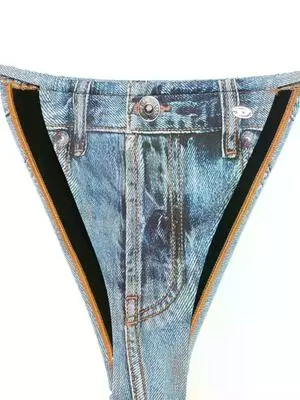 DIESEL® Trompe L'oeil Denim Effect Bikini Bottoms - Blue