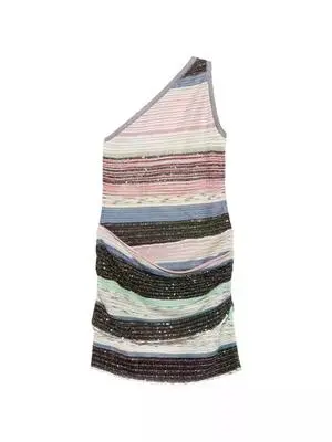 Missoni Striped One-shoulder Mini Dress - Neutrals