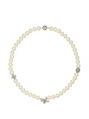 Tory Burch Moondance Pavé Flower Pearl Necklace - Silver