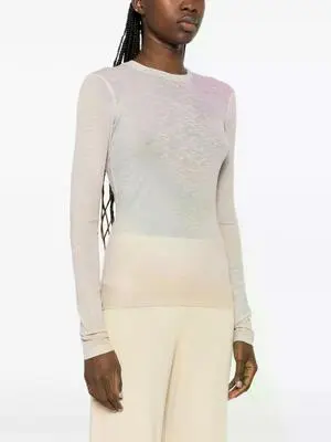 Nanushka Long Sleeve Crewneck Top - Neutrals