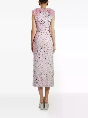 GEMY MAALOUF Beaded Ruffled Midi Dress