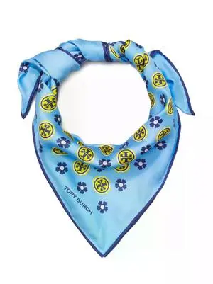 Tory Burch Floral Logo Triangle Scarf