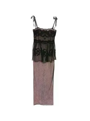 Alessandra Rich Lace-tie Evening Dress - Black