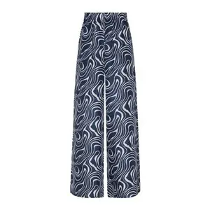 Vilebrequin Waves Printed Wide-leg Silk Pants - Navy
