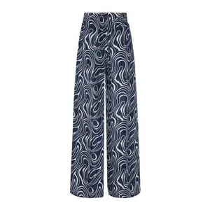 Vilebrequin Waves Printed Wide-leg Silk Pants - Navy