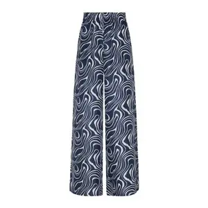 Vilebrequin Waves Printed Wide-leg Silk Pants - Navy