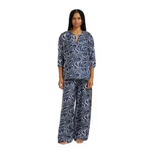 Vilebrequin Waves Printed Wide-leg Silk Pants