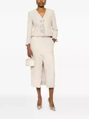 Alessandra Rich Bow-embellished Sequined Midi Skirt