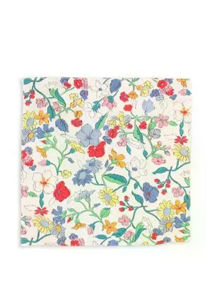 Vintage Flower-pattern Handkerchief - White