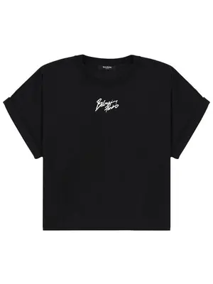 Balmain Cropped T-shirt With Logo - Black