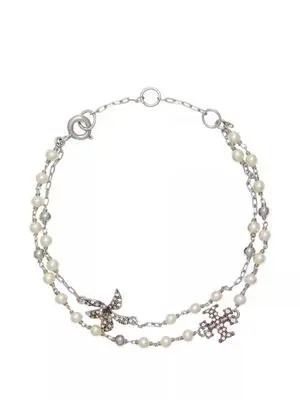 Tory Burch Moondance Multi Strand Pearl Bracelet - Silver
