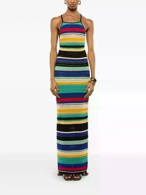 LANEUS Striped-pattern Knitted Dress