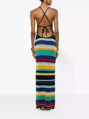 LANEUS Striped-pattern Knitted Dress