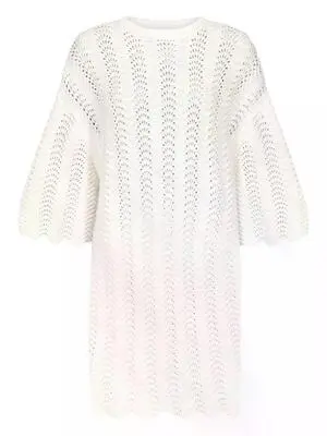 Loulou De Saison Crochet Knit Midi Dress - Neutrals