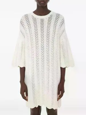 Loulou De Saison Crochet Knit Midi Dress - Neutrals