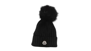Moncler Fur Pompom Beanie - Black