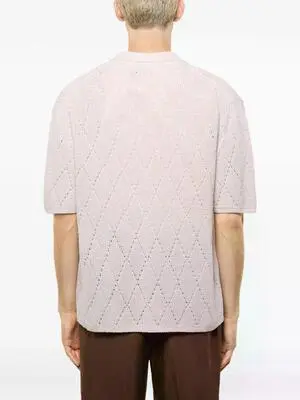 LANEUS Diamond-pattern Knit Cardigan