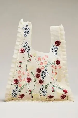 Maeve Mesh Floral Ruffle Tote Bag