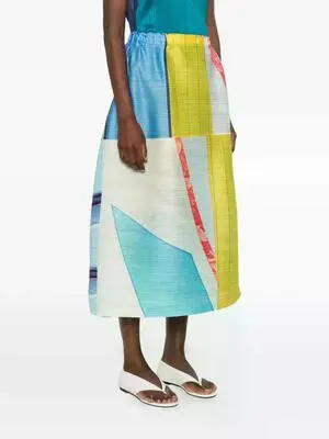 Issey Miyake Collage Pleated Midi Skirt