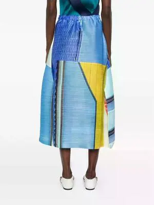 Issey Miyake Collage Pleated Midi Skirt