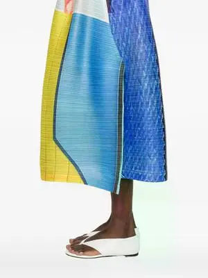Issey Miyake Collage Pleated Midi Skirt
