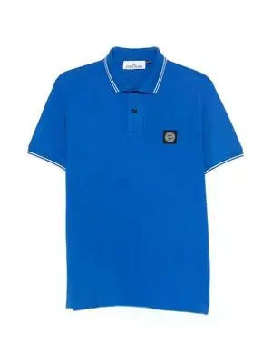 Stone Island 2200010 Organic Cotton Piqué With Stretch Polo - Blue
