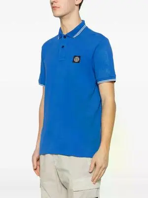Stone Island 2200010 Organic Cotton Piqué With Stretch Polo - Blue