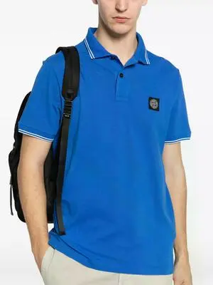 Stone Island 2200010 Organic Cotton Piqué With Stretch Polo - Blue