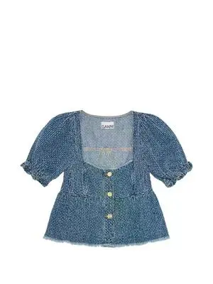 GANNI Textured Denim Top