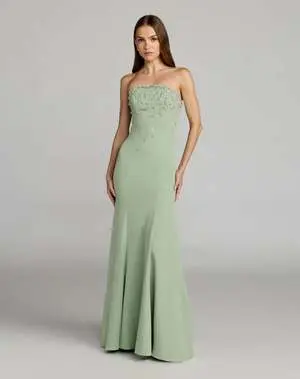 Mac Duggal Embellished Crepe Mermaid Gown - Sage