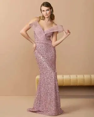 MAC DUGGAL COLLECTION Embellished Strapless Gown With Drape